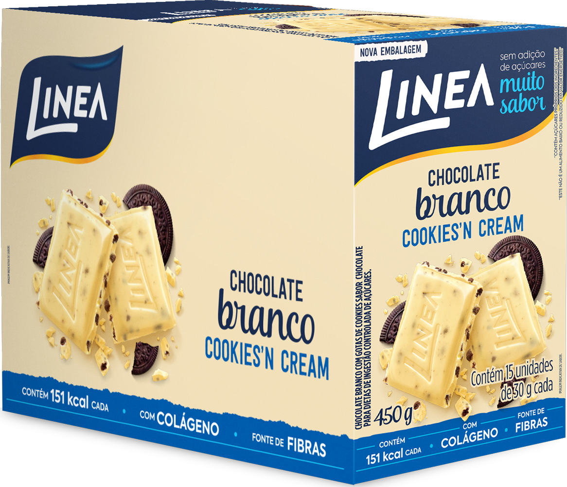 Chocolate Cookies'n Cream Sem Açúcar 30g - 15 Unidades Linea
