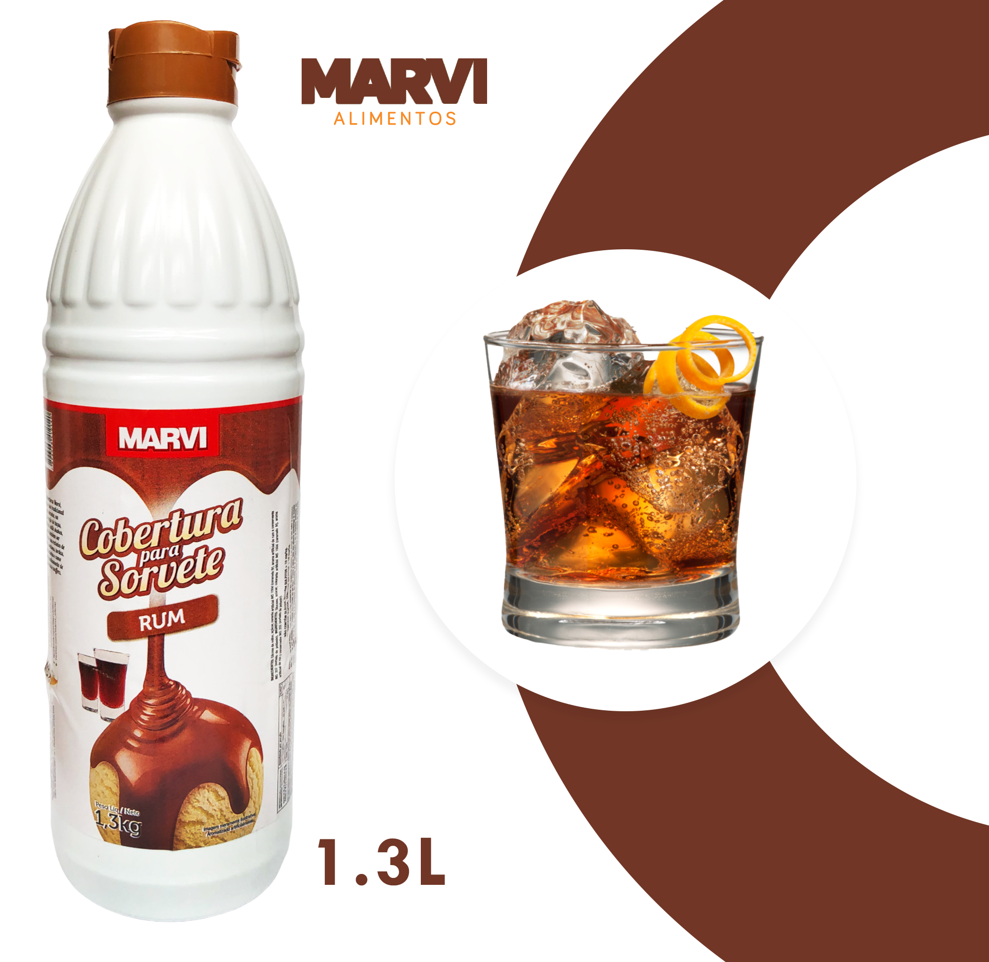 Comprar Cobertura Para Sorvete Calda Sabor Rum 1,3kg Marvi - Real Entrega