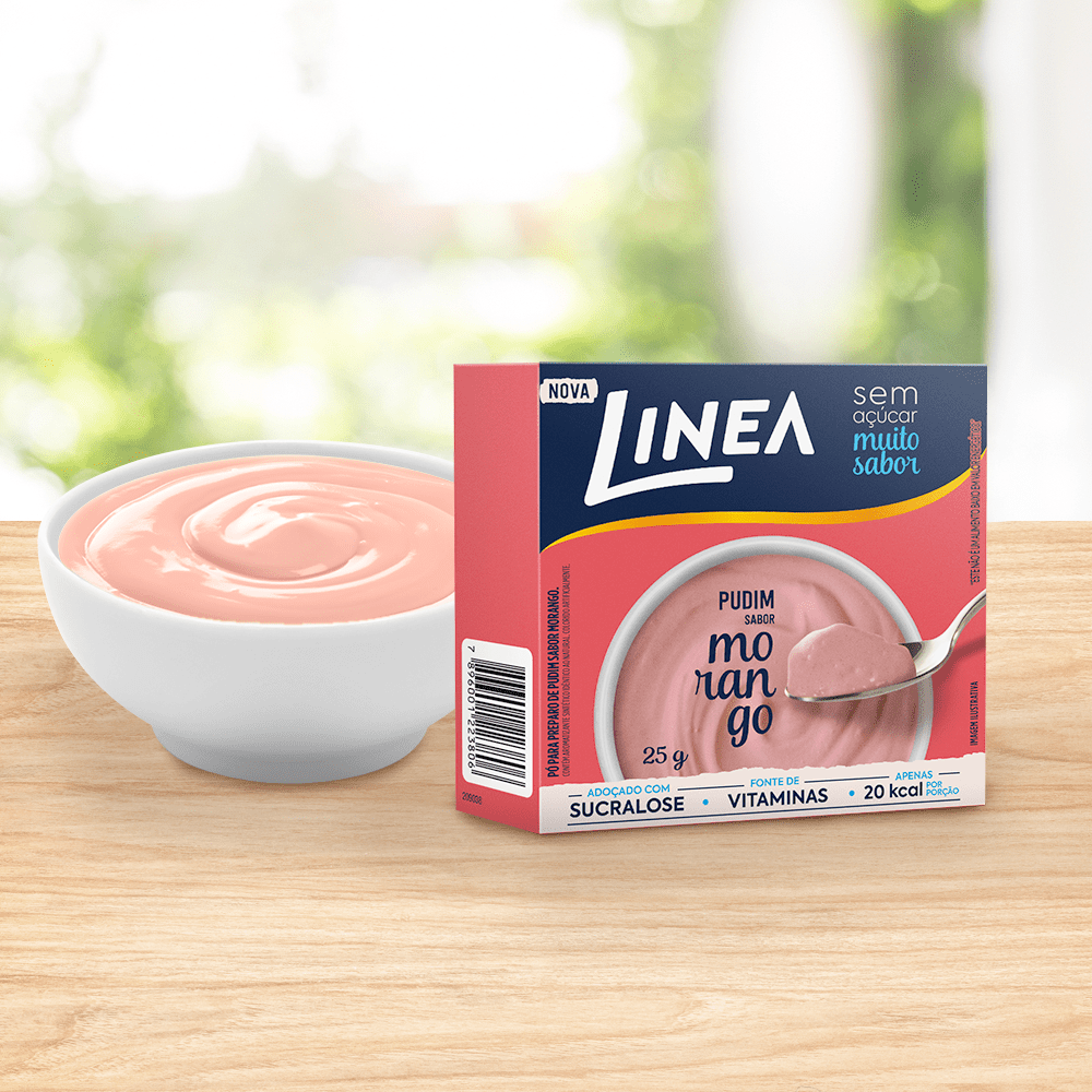 Pudim Diet de Morango Sem Açucar Açúcar 25g Linea - R$3,99