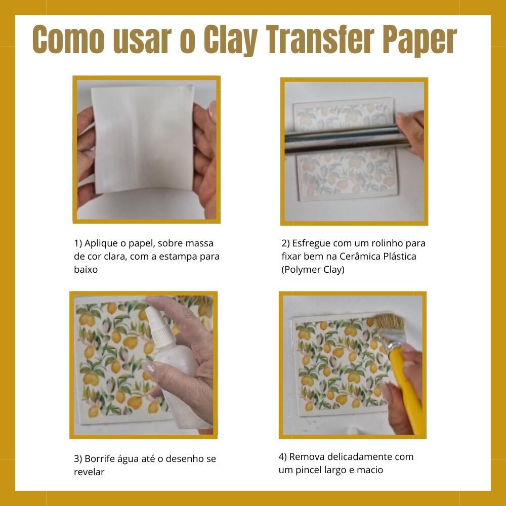 Comprar Papel Transfer para Polymer Clay - Azulejo Azul e Amarelo - a ...