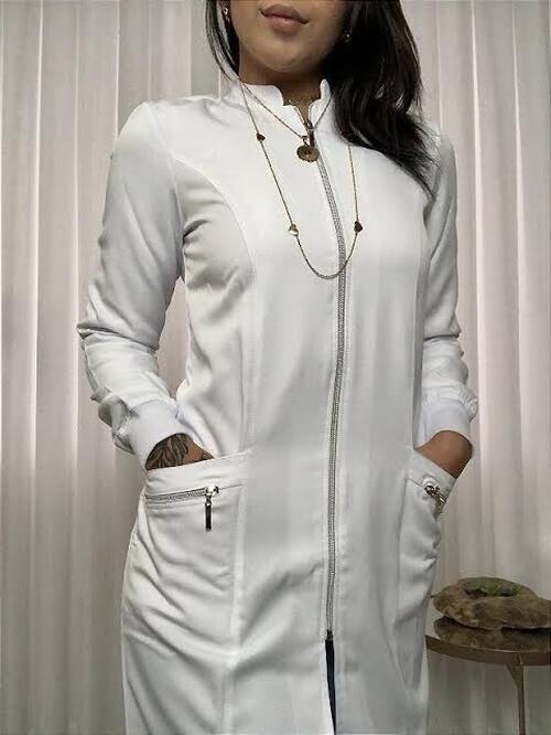 Comprar Jaleco Branco Feminino Oxford - R$80,00 - Emporium Belo