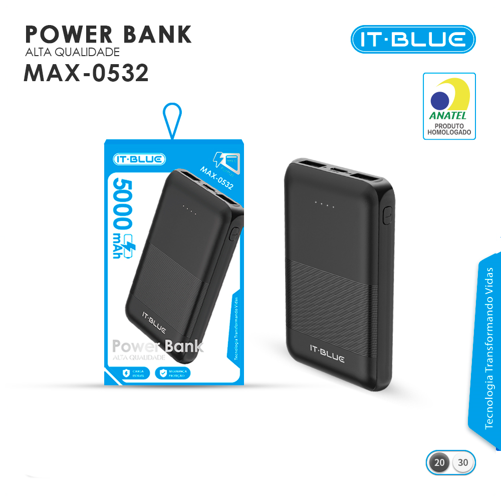 Comprar CARREGADOR PORTÁTIL POWER BANK ITBLUE 5.000MAH MAX0532 - Maxtill Atacado de Eletrônicos ...