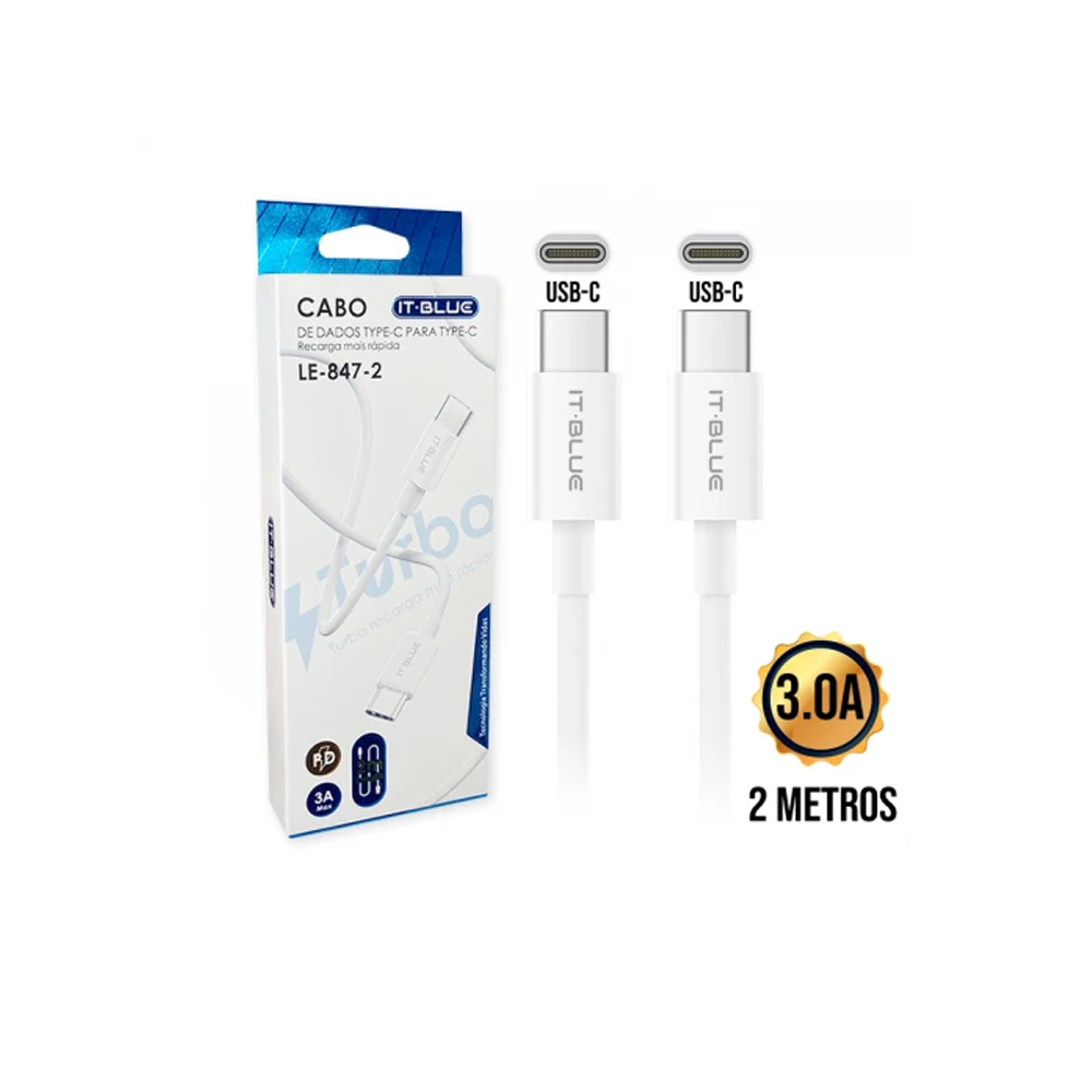 Comprar CABO USB TYPE C + TYPE C 3A ITBLUE 2M LE847-2 - Maxtill Atacado de Eletrônicos no Brás