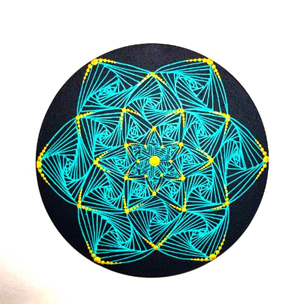 Mandala Zentangle 15cm, mandala turquesa - a partir de R$76,00