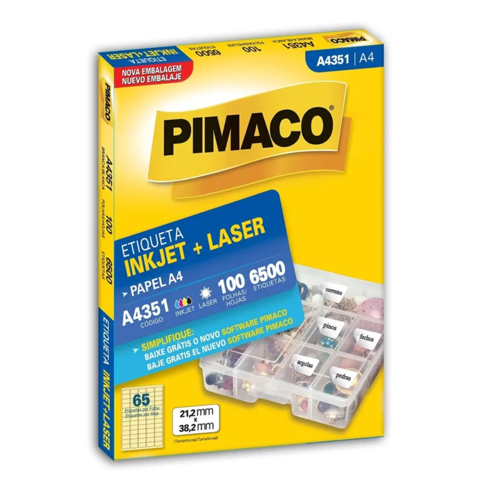 Comprar Etiqueta inkjet/laser A4351 com 100 folhas - Pimaco - a partir ...