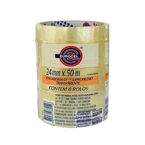 Comprar Fita Adesiva PP Transparente 24mm X 50m Pacote c/ 6 Unidades ...