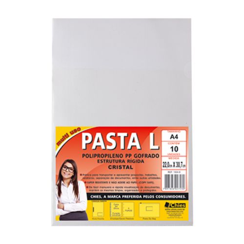 Comprar Pasta em L PP A4 Cristal Pacote c/ 10 Unidades - Chies - a ...
