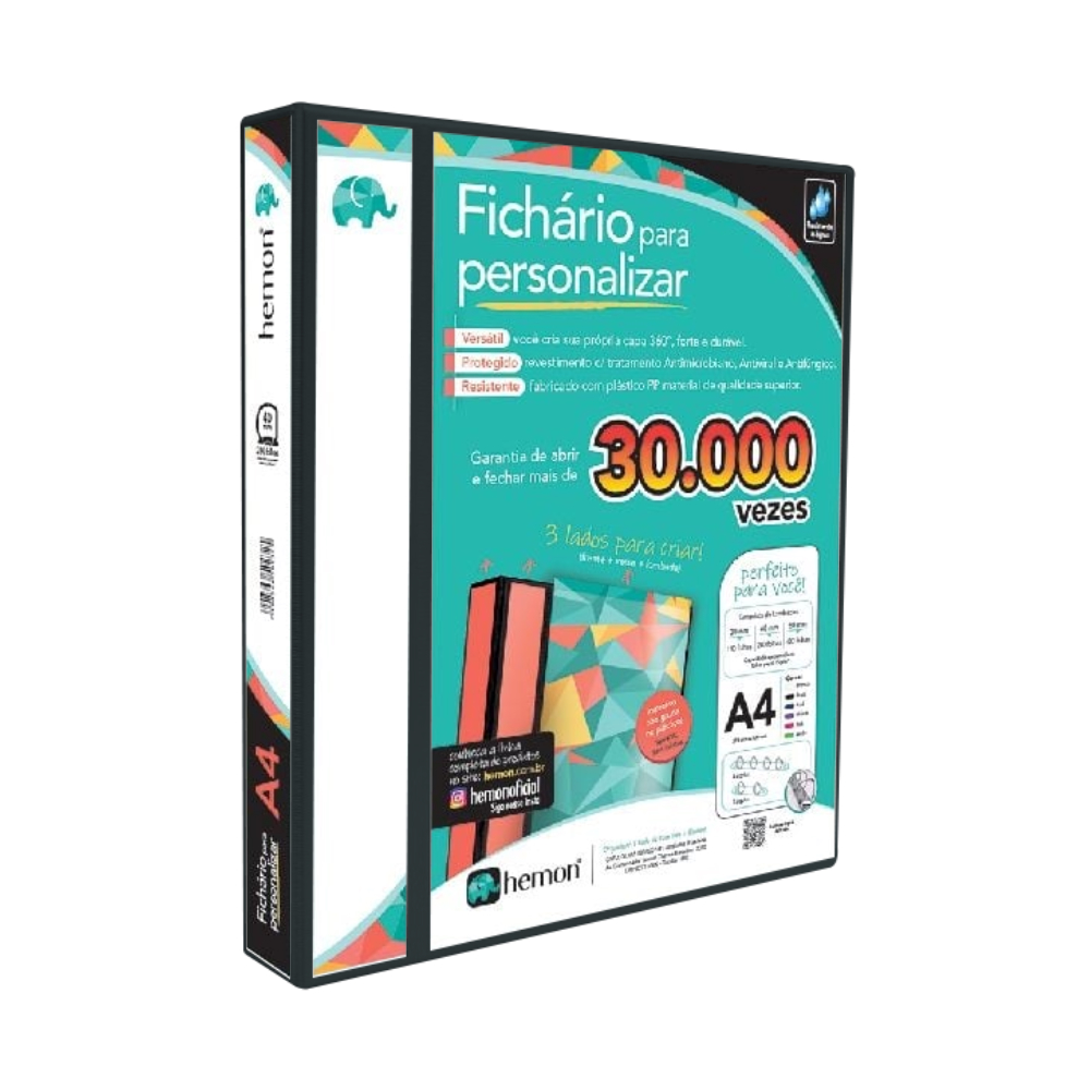 Comprar Pasta Fichário A4 com Visor para Personalizar 4 Argolas 4cm Preta Unidade - Chies - a ...