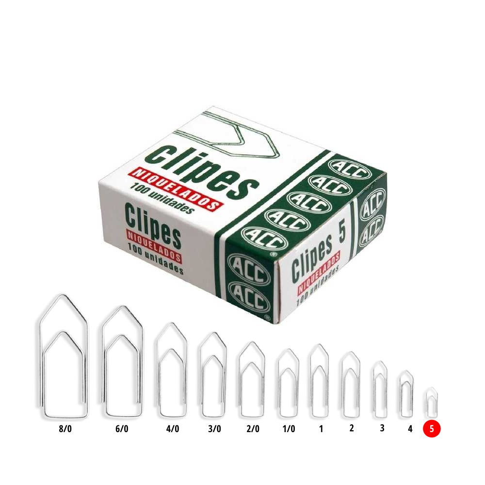 Comprar Clips 5 Aço Niquelado Caixa c/ 100 Unidades - ACC - a partir de ...