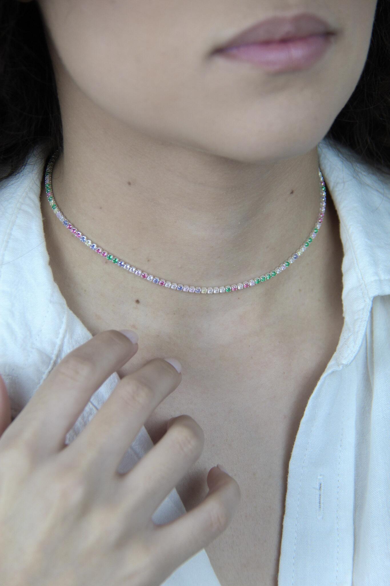Comprar Colar Choker Riviera Colorida - Prata - a partir de R$39,80