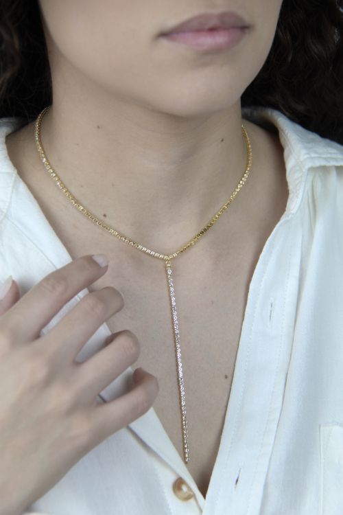 Comprar Colar Curto Riviera Cristal modelo Y - Dourado - a partir de R ...