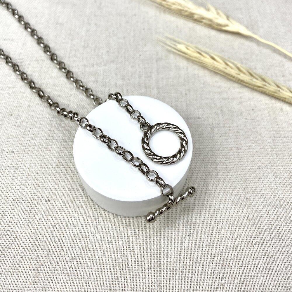 Comprar Colar Médio Pingente Fecho Transpassante Círculo - Prateado - a ...