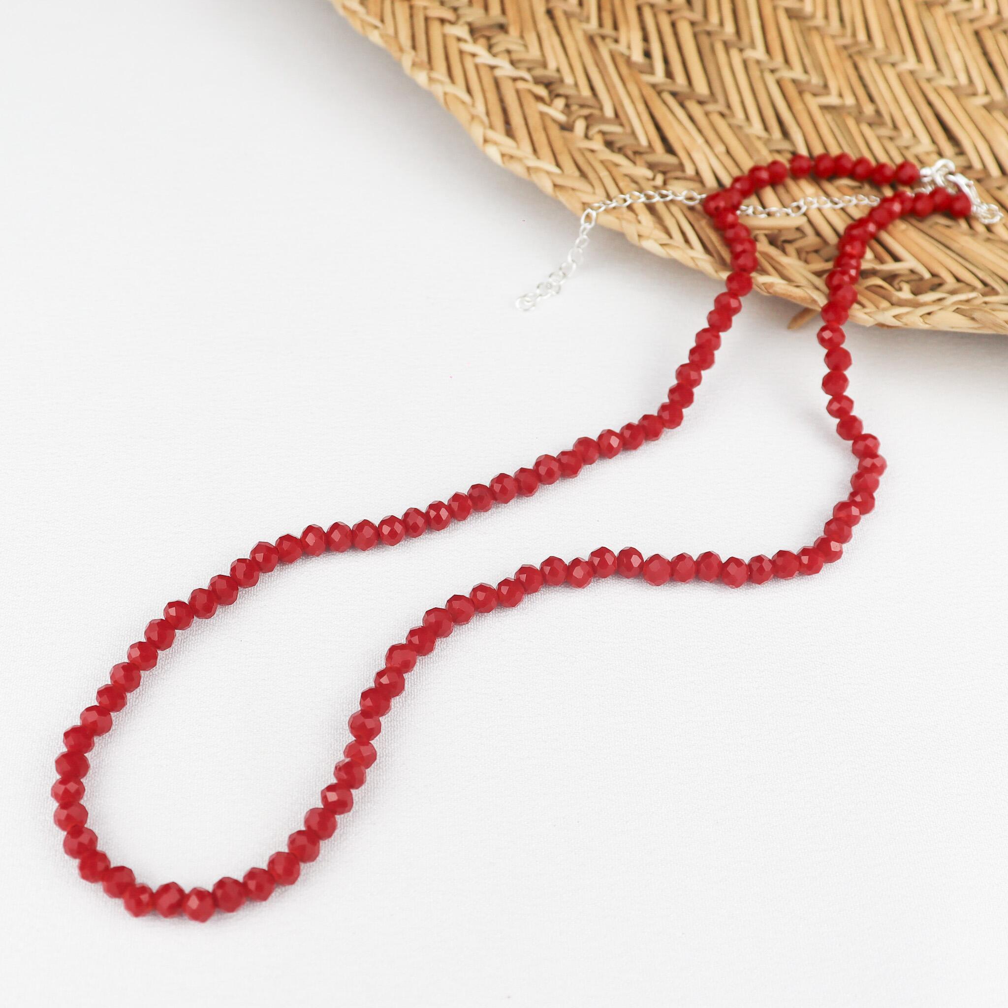 Comprar Colar Médio Missangas Vermelhas - Prata - a partir de R$11,30