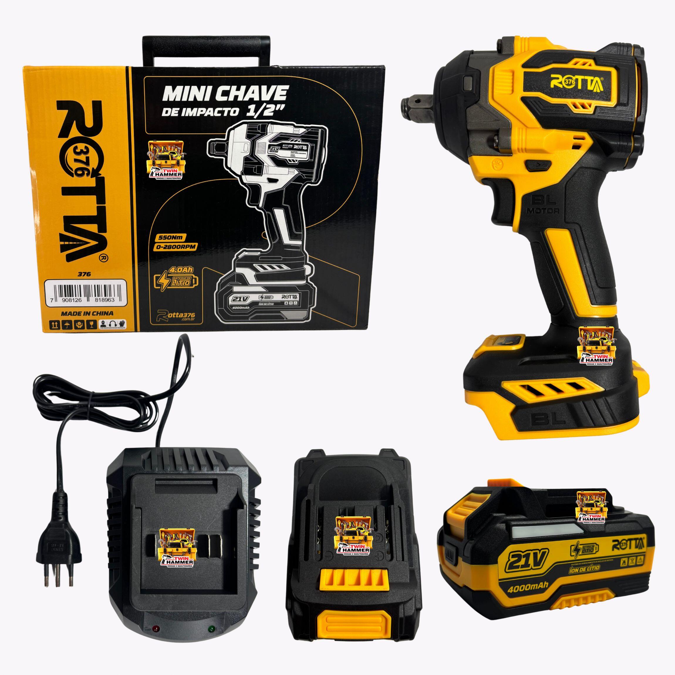 Comprar Chave De Impacto 21v 1/2 Pol Mini 2 Bateria 4000ma Brushless - R$1.587,00 - Twin Hammer
