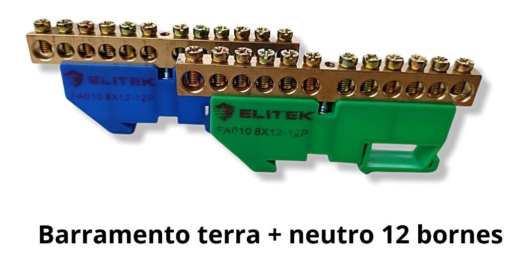 Comprar Kit Barramentos Neutro + Terra 12 Vias Para Trilho Din - Volt ...