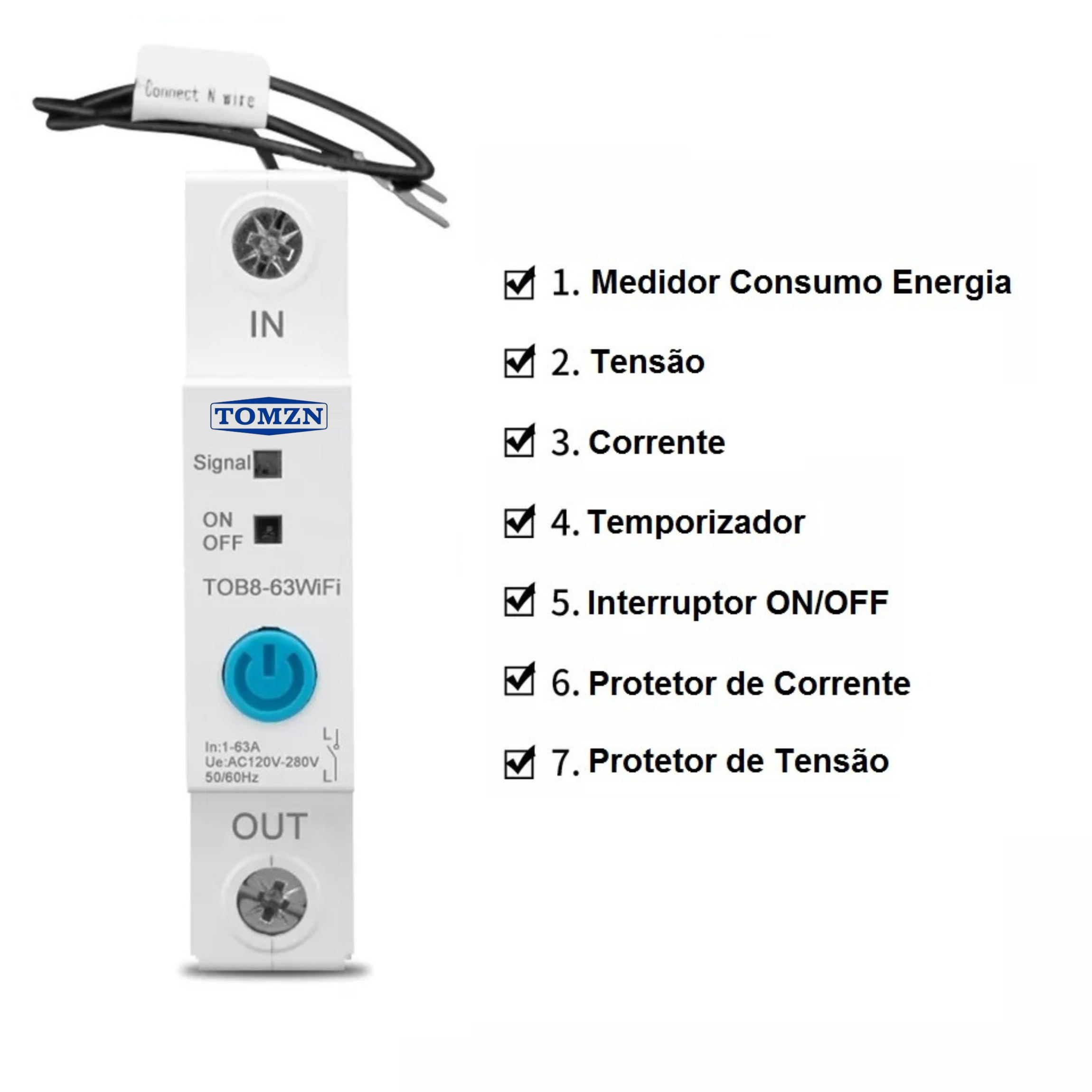 Comprar Interruptor e Medidor Consumo Energia Wifi Wireless Smart 63a ...
