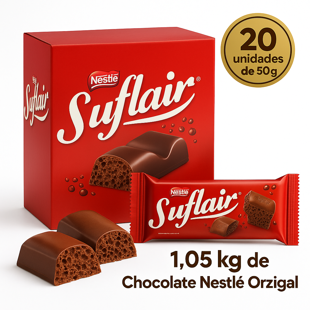 Comprar CHOCOLATE NESTLÉ SUFLAIR AERADO COM 20X50g AO LEITE - a partir ...