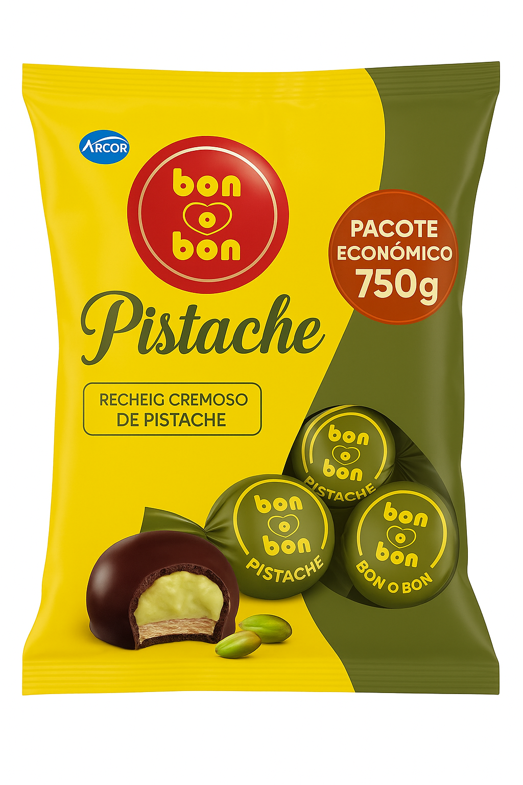 Comprar BOMBOM ARCOR CHOCOLATE BON O BON 750g PISTACHE - a partir de R ...