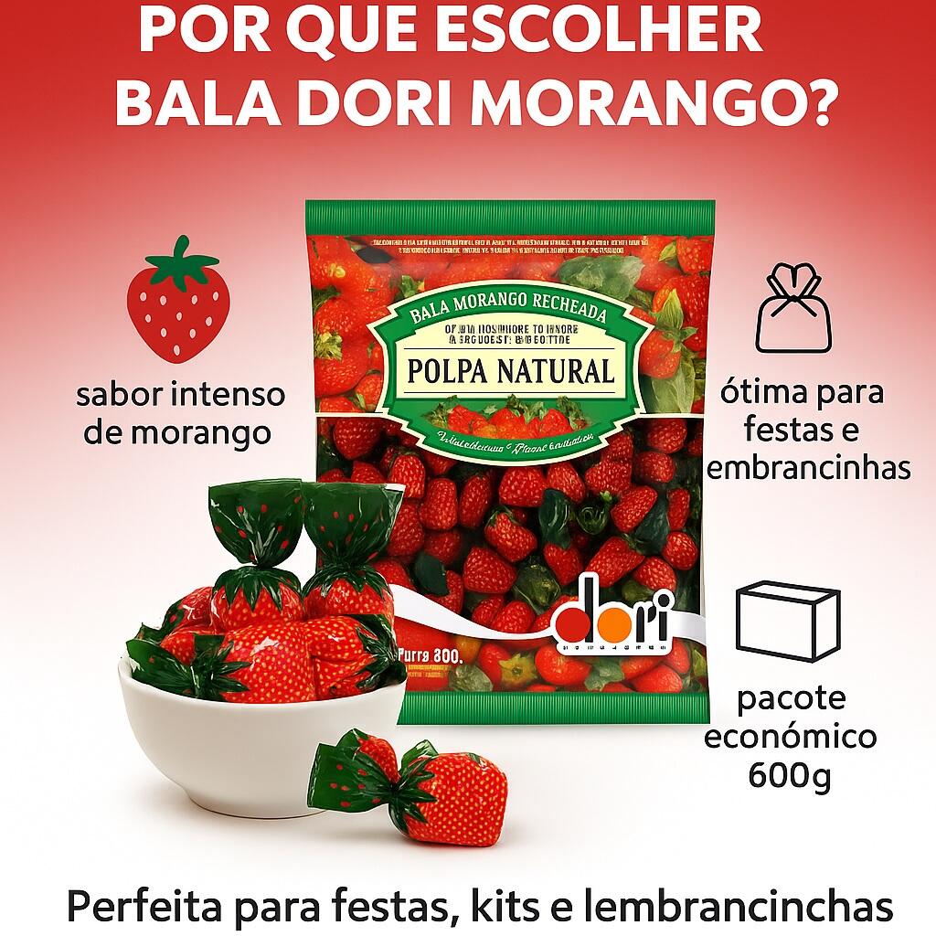 Comprar BALA DORI 600g MORANGO RECHEADA DURA GUIRLANDA NATAL - a partir ...