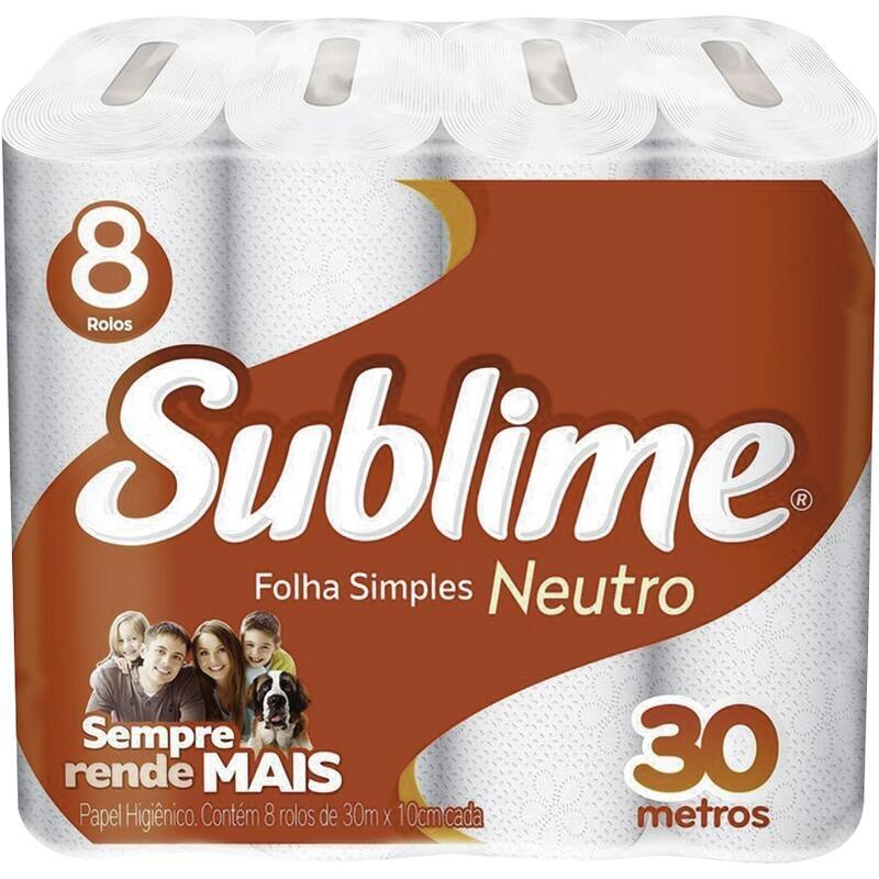 Comprar PAPEL HIGIENICO SUBLIME FSAQ 30M 8R30M - R$8,24 - Facily