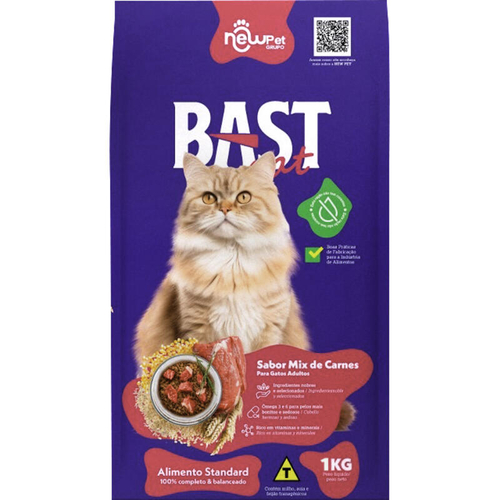 Comprar RACAO PARA GATOS BAST CAT CARNE 1KG - R$10,59 - Facily