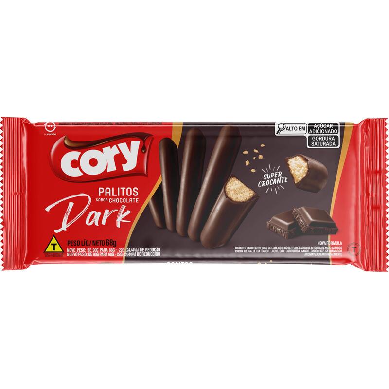 Comprar BISCOITO CORY PALITO CHOCOLA DARK 68G - R$2,35 - Facily