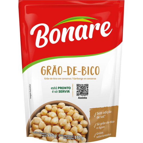 Comprar GRAO DE BICO BONARE POUCH 170G - R$3,69 - Facily