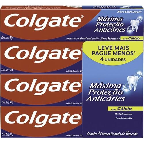 Comprar PACK 4x CREME DENTAL COLGATE MPA PROMO 90G - R$12,73 - Facily