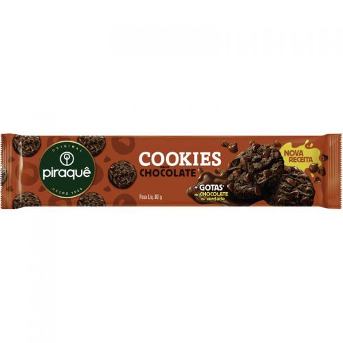 Comprar BISCOITO PIRAQUE COOKIES CHOCOLATE 80G - R$4,60 - Facily