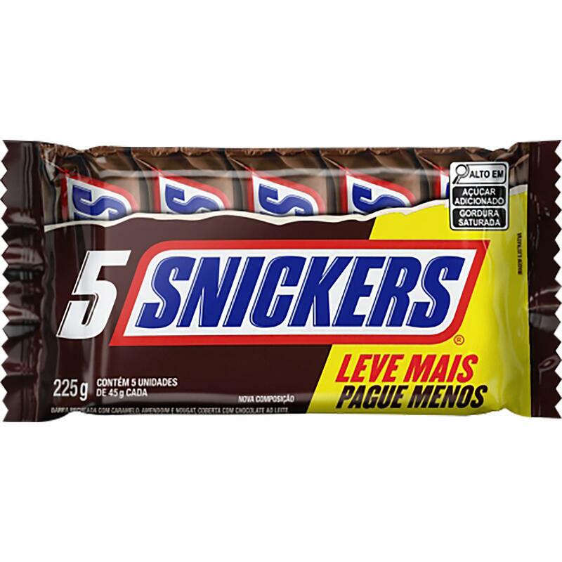 Comprar PACK 5x CHOCOLATE SNICKERS PACK 45G - R$16,04 - Facily