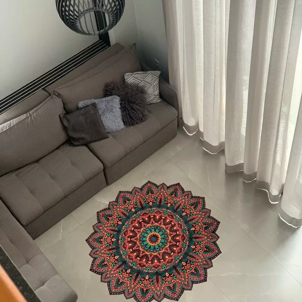 Tapete Mandala Dália Green - Verde, Laranja e Marrom em Linda ...