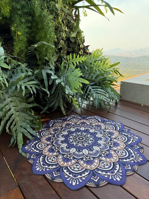 Tapete Mandala Lótus Mini Coloração Marinho e Ocre - Decore com ...
