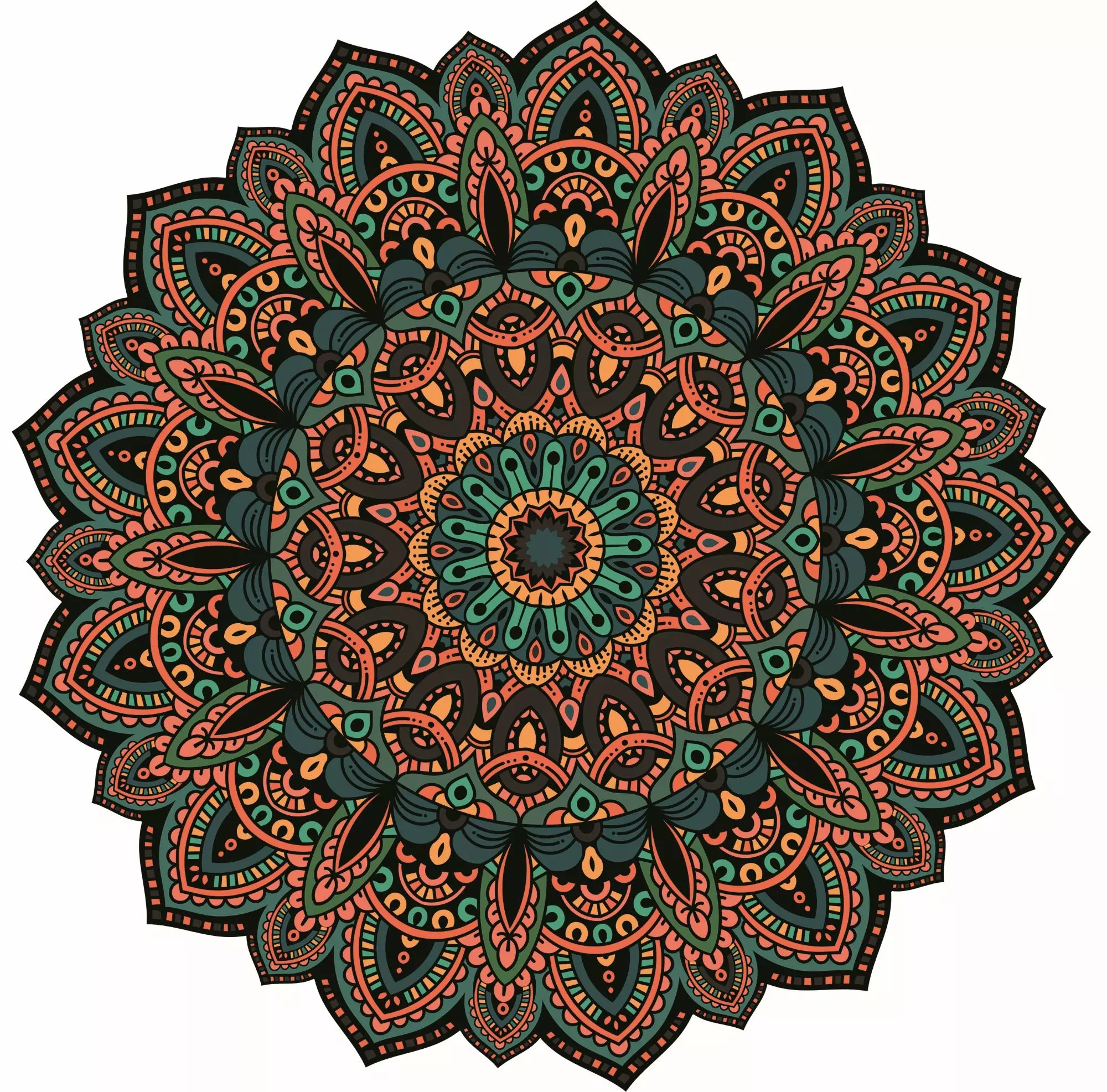 Tapete Mandala Lótus Mini Coloração Verde Marrom - Decore com Mandalas ...