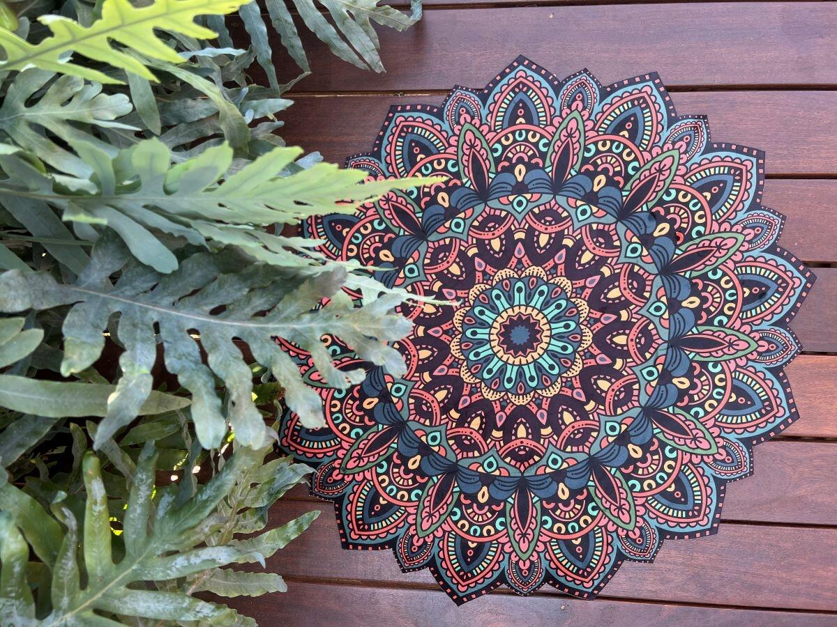 Tapete Mandala Lótus Mini Coloração Verde Marrom - Decore com Mandalas ...