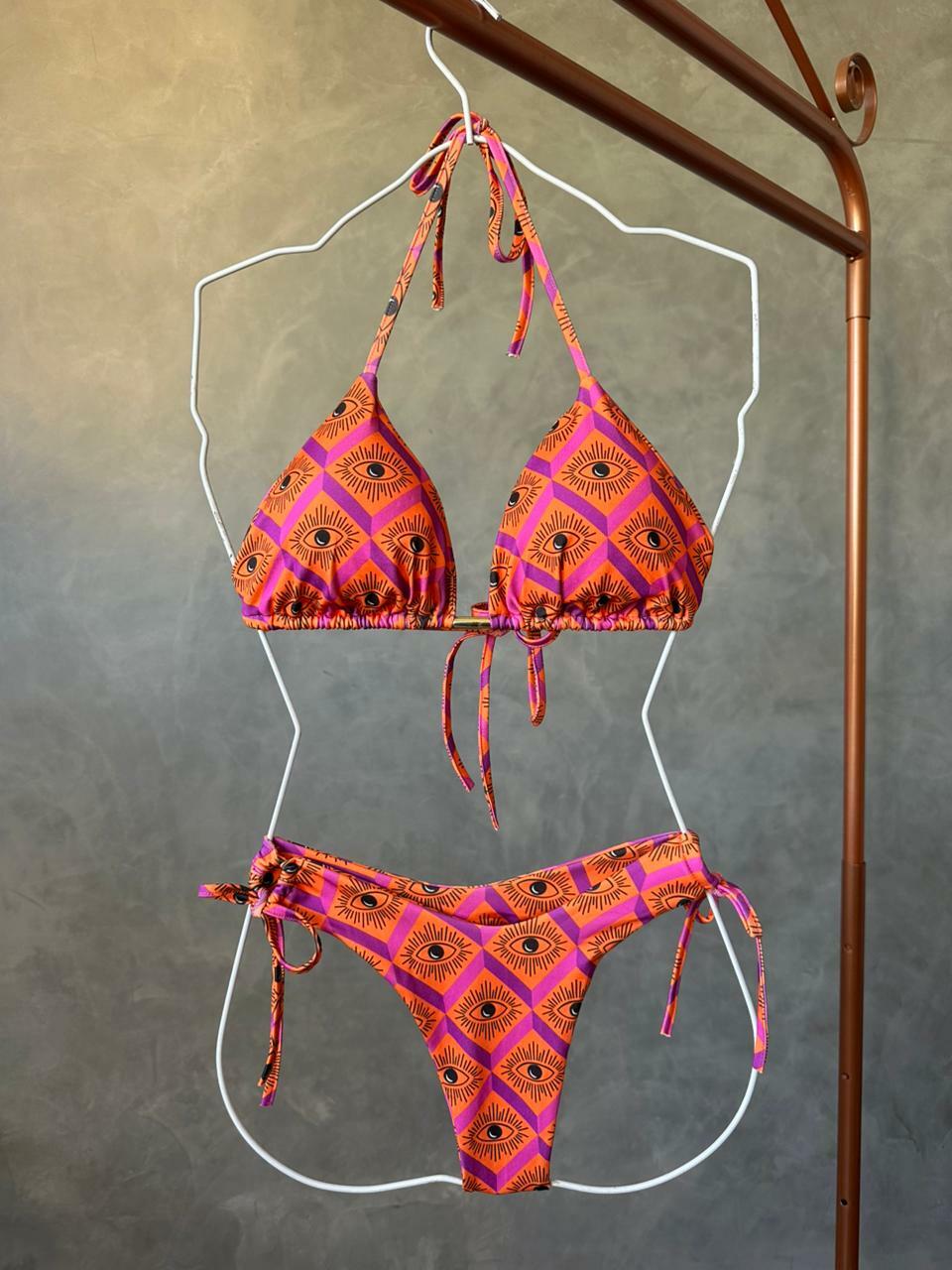 Comprar Conjunto De Biquini 3 peças Olho Grego Laranja