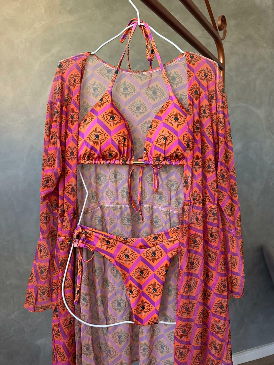 Comprar Conjunto De Biquini 3 peças Olho Grego Laranja