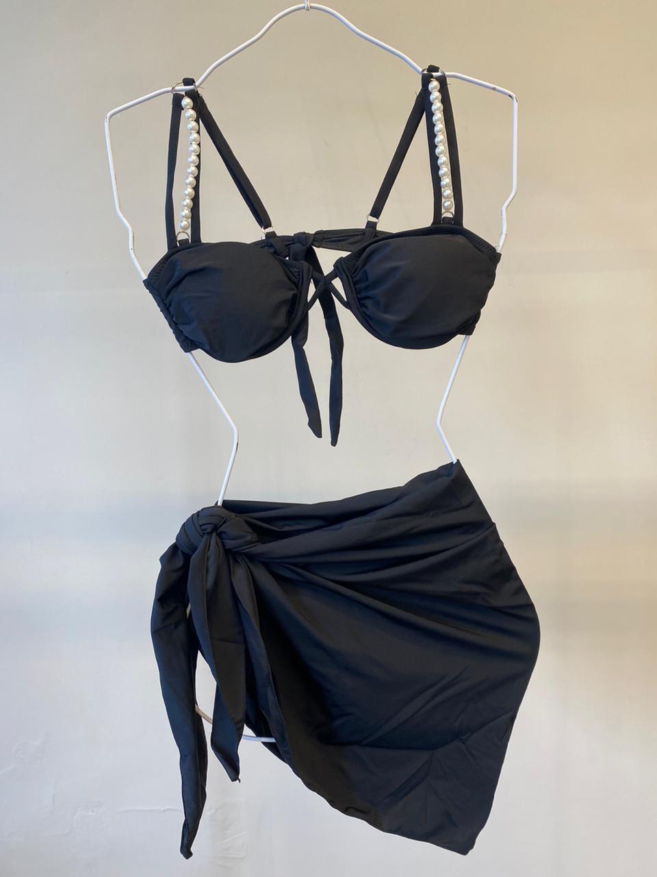 Comprar Conjunto De Biquini 3 Peças Detalhe Perólas
