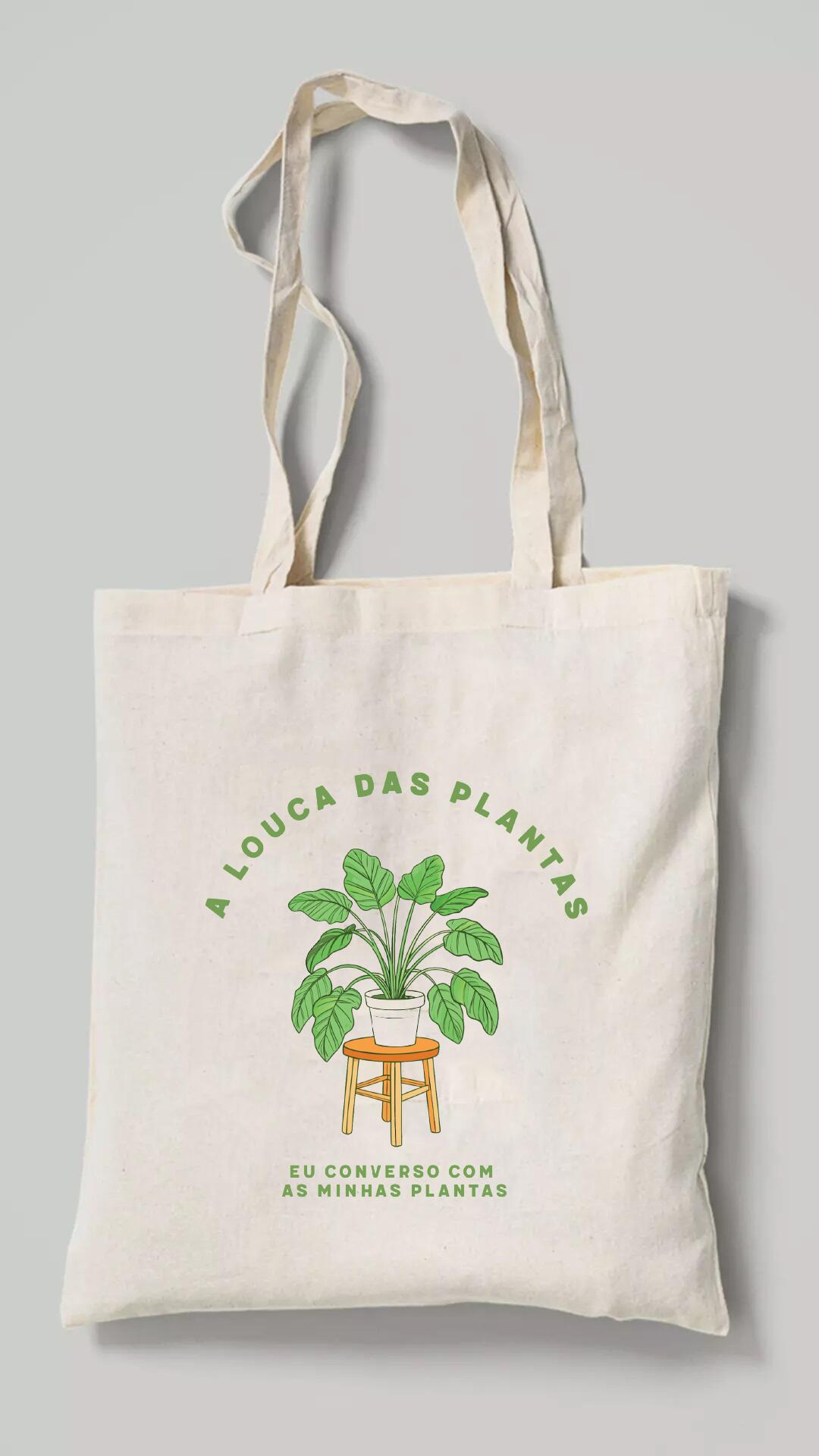 Ecobag Estampada A Louca das Plantas - Algodão Cru | Hurano - R$49,90