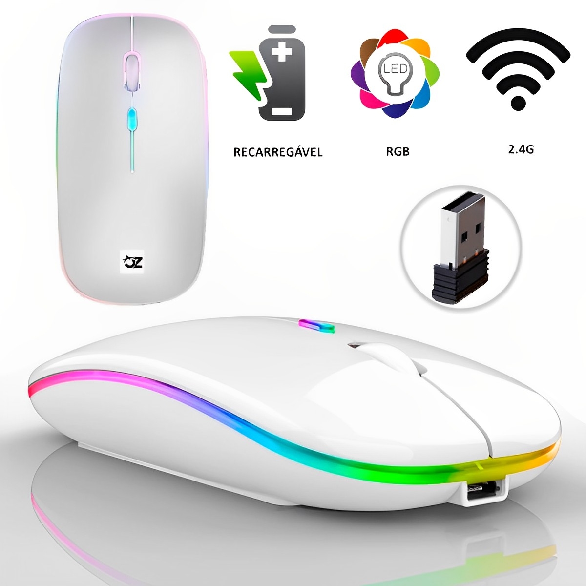 Mouse Sem Fio Recarregável Bluetooth Gamer 2.4 ghz Óptico | OPEN ZEE