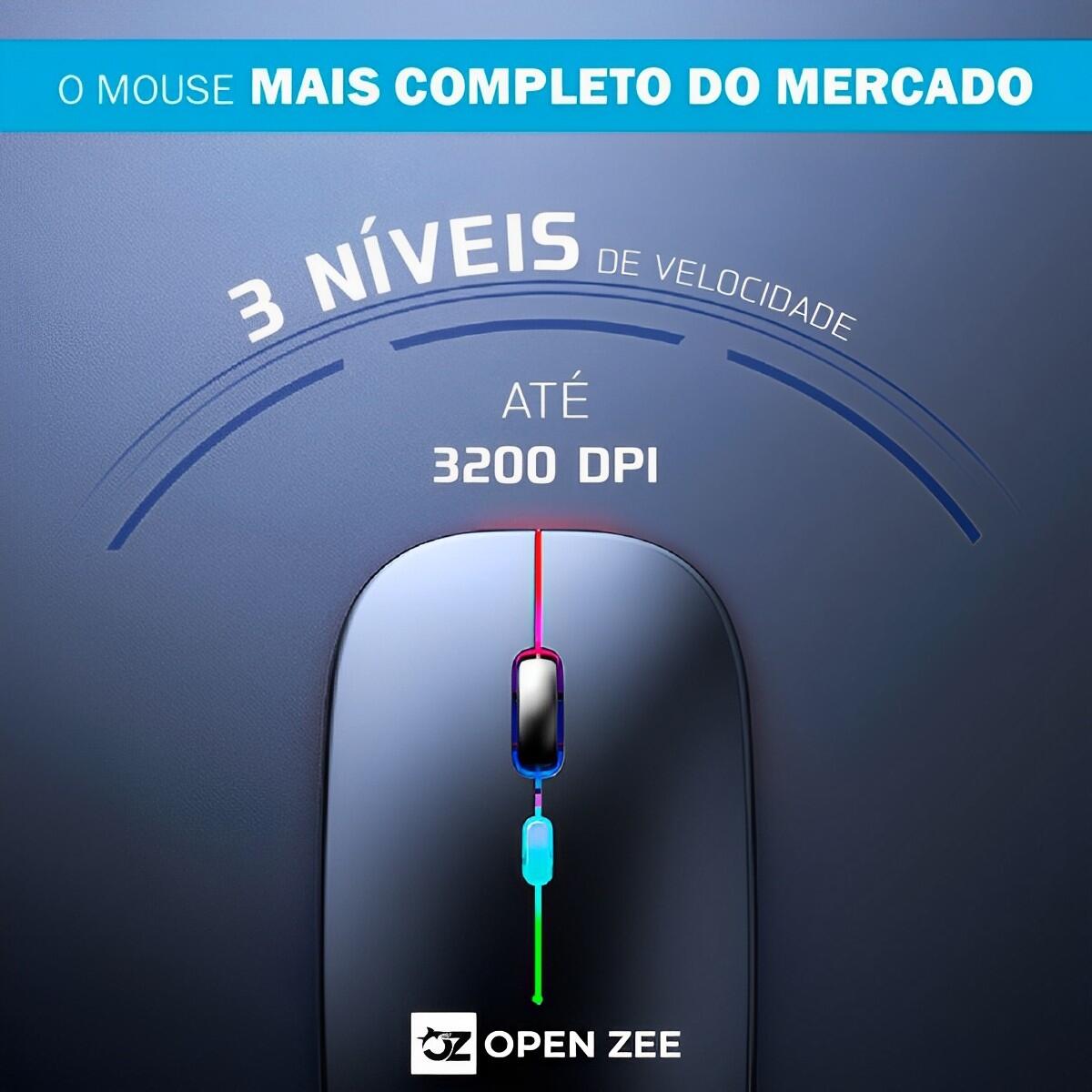 Mouse Sem Fio Recarregável Bluetooth Gamer 2.4 ghz Óptico | OPEN ZEE