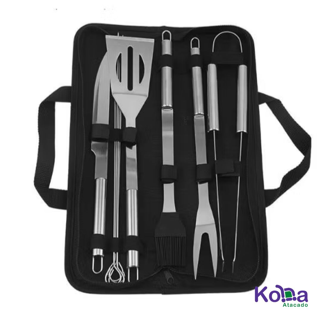 Comprar Kit Churrasco inox com bolsa - 5 peças Premium - a partir de R ...