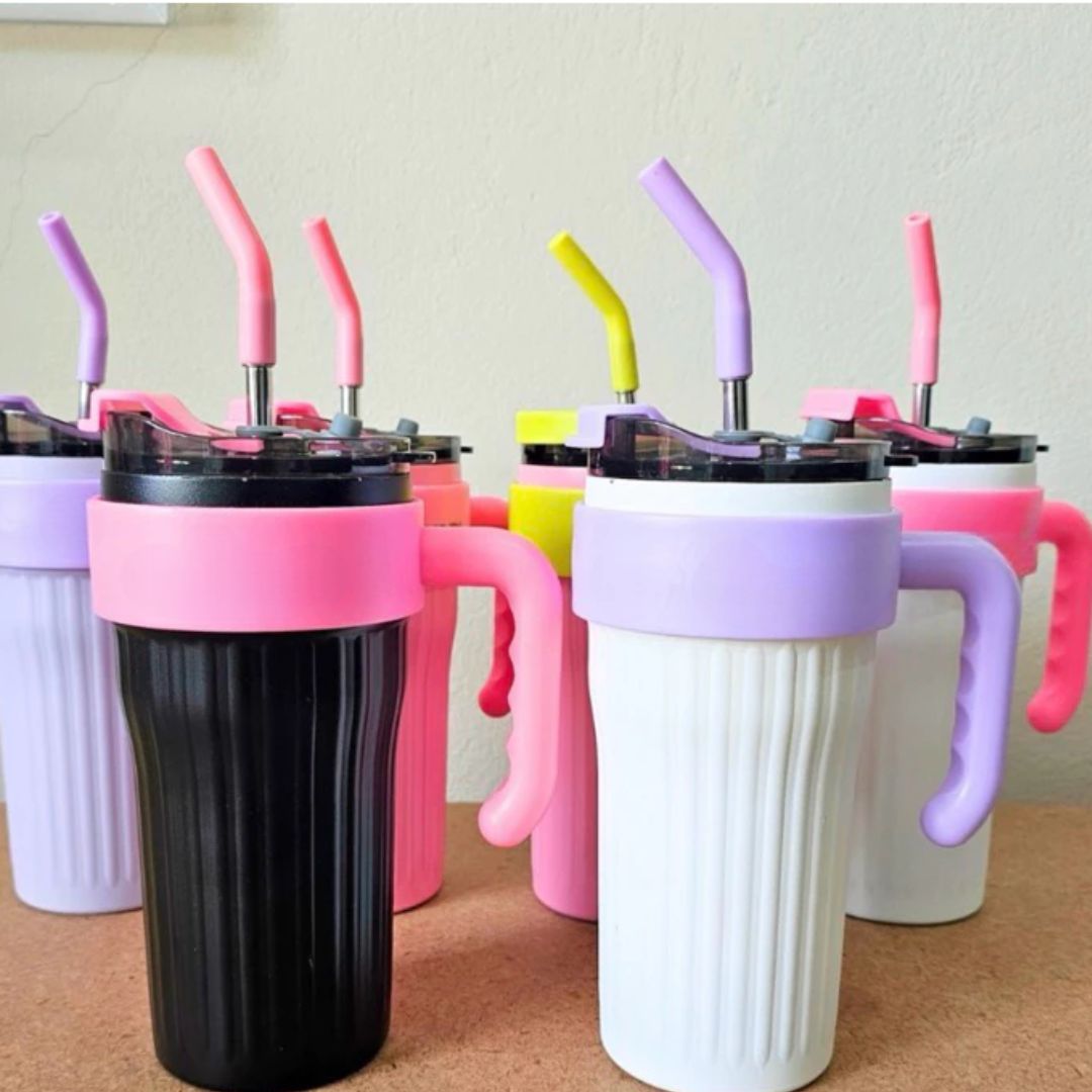 Comprar Copo Térmico Listrado 3D com Canudo - a partir de R$35,63 ...