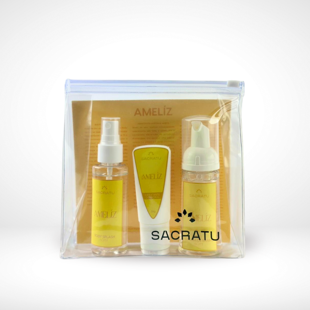 Kit mini Body splash, Espuma de banho e hidratante Ameliz