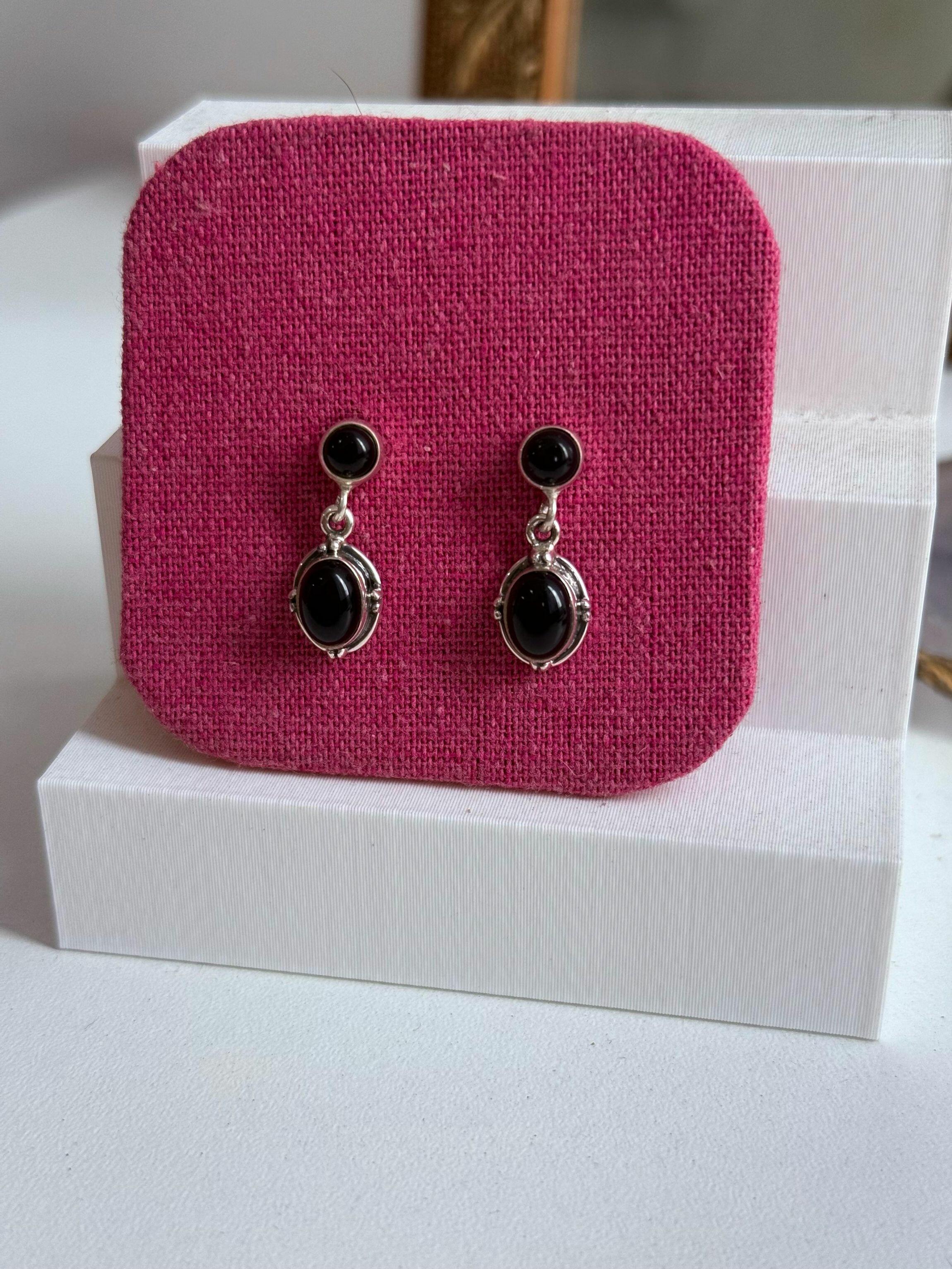 Comprar Brinco Indiano Gota Pendurada Pedra Onix Natural Com Base ...