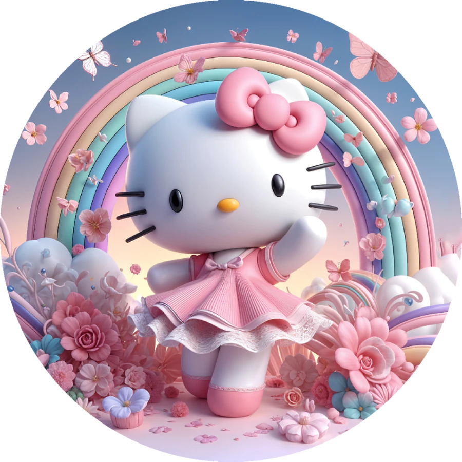 Comprar Painel Redondo Hello Kitty Em Tecido Sublimado 1,50 X 1,50m - R ...