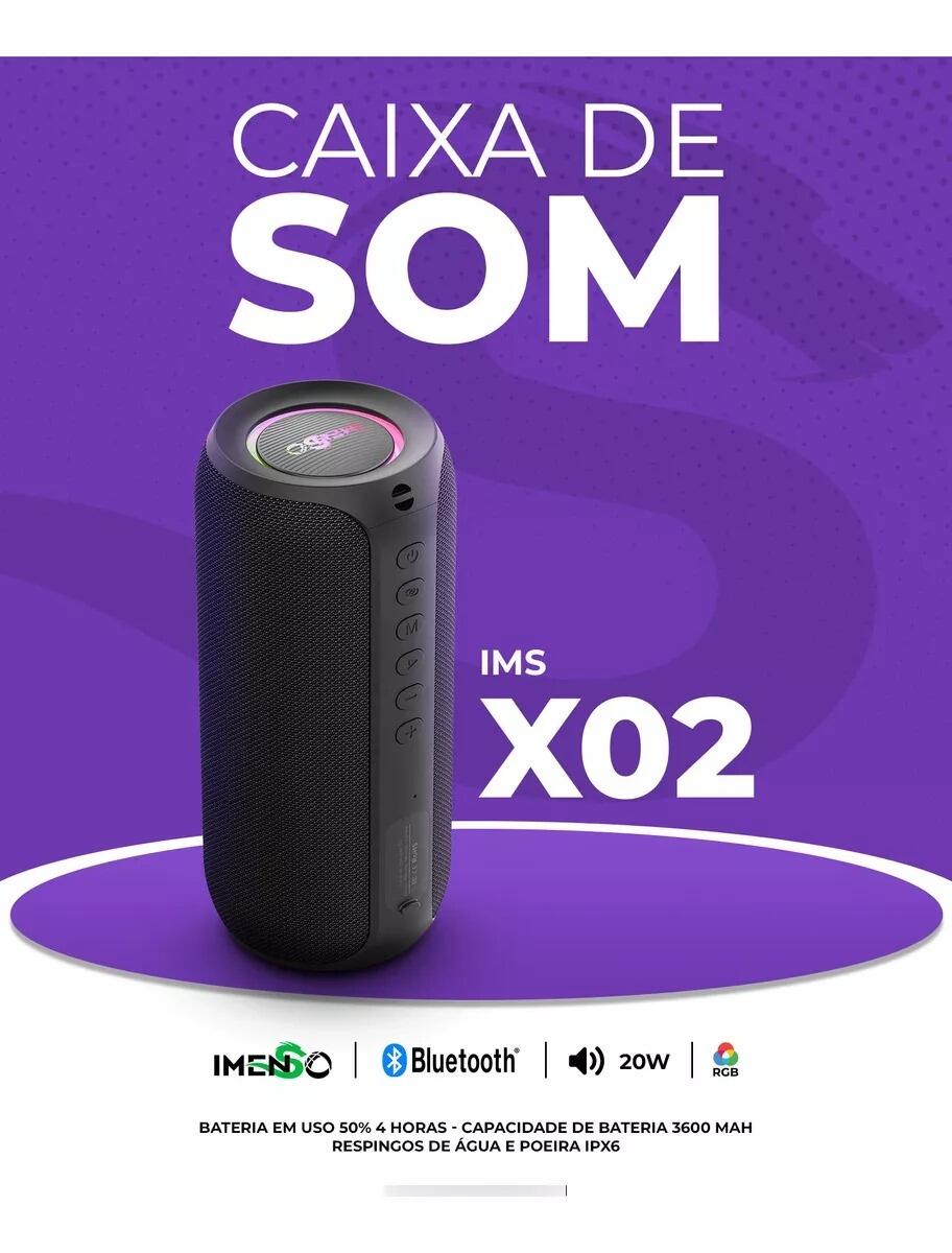 Comprar Caixa de Som Portátil Imenso X02 20W IPX6 com Bateria de ...