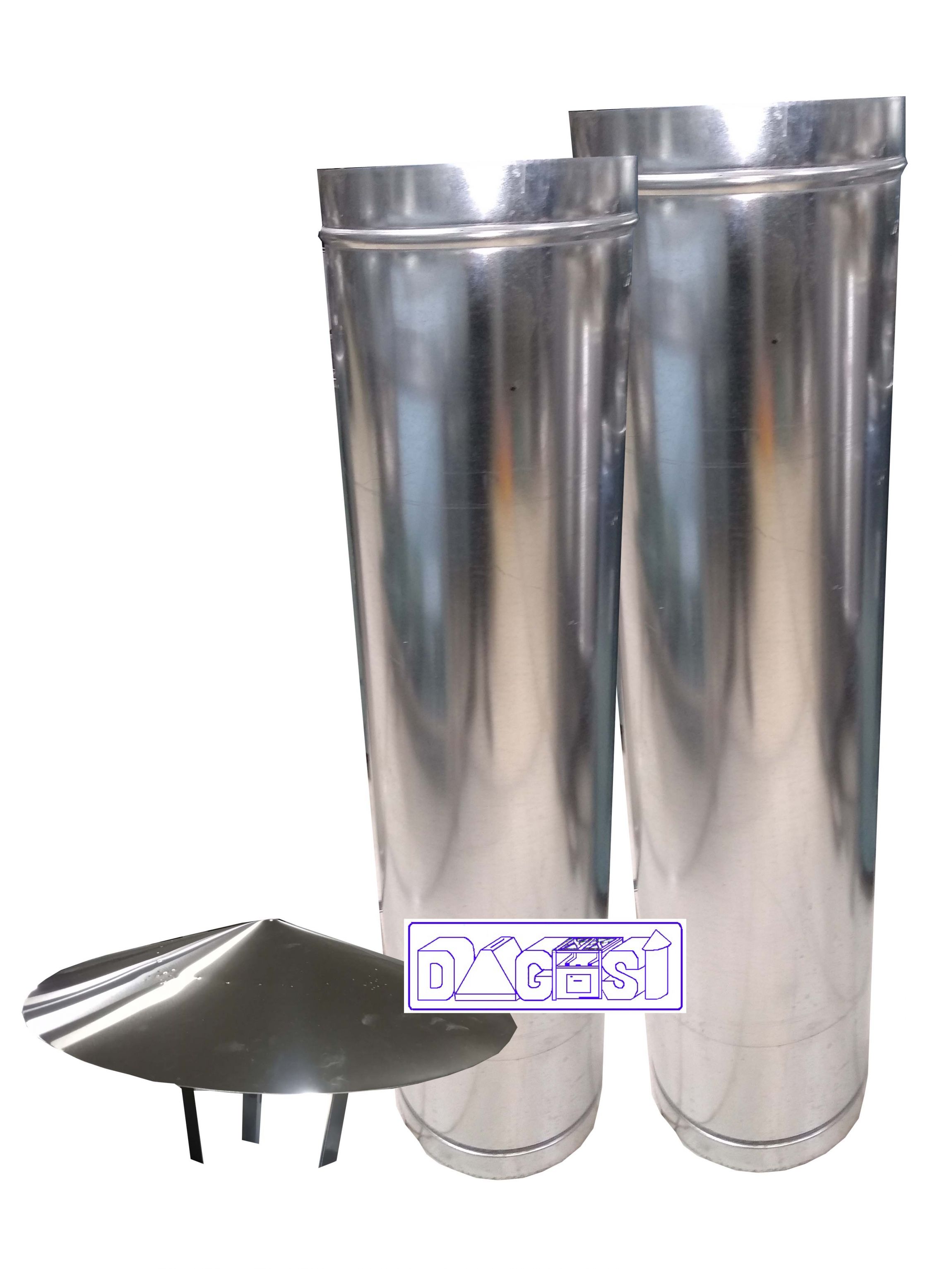 Kit Chaminé Ø 25 cm - 2,40 m duto e chapeu mod chinês, galvanizado - a ...