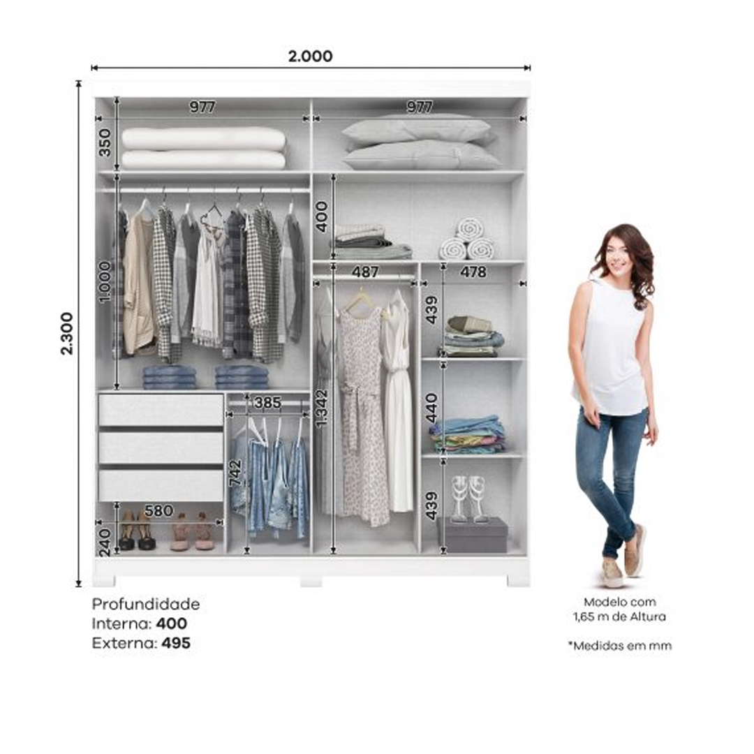 Comprar Roupeiro Henn Verg 2 Portas Deslizantes + Espelho