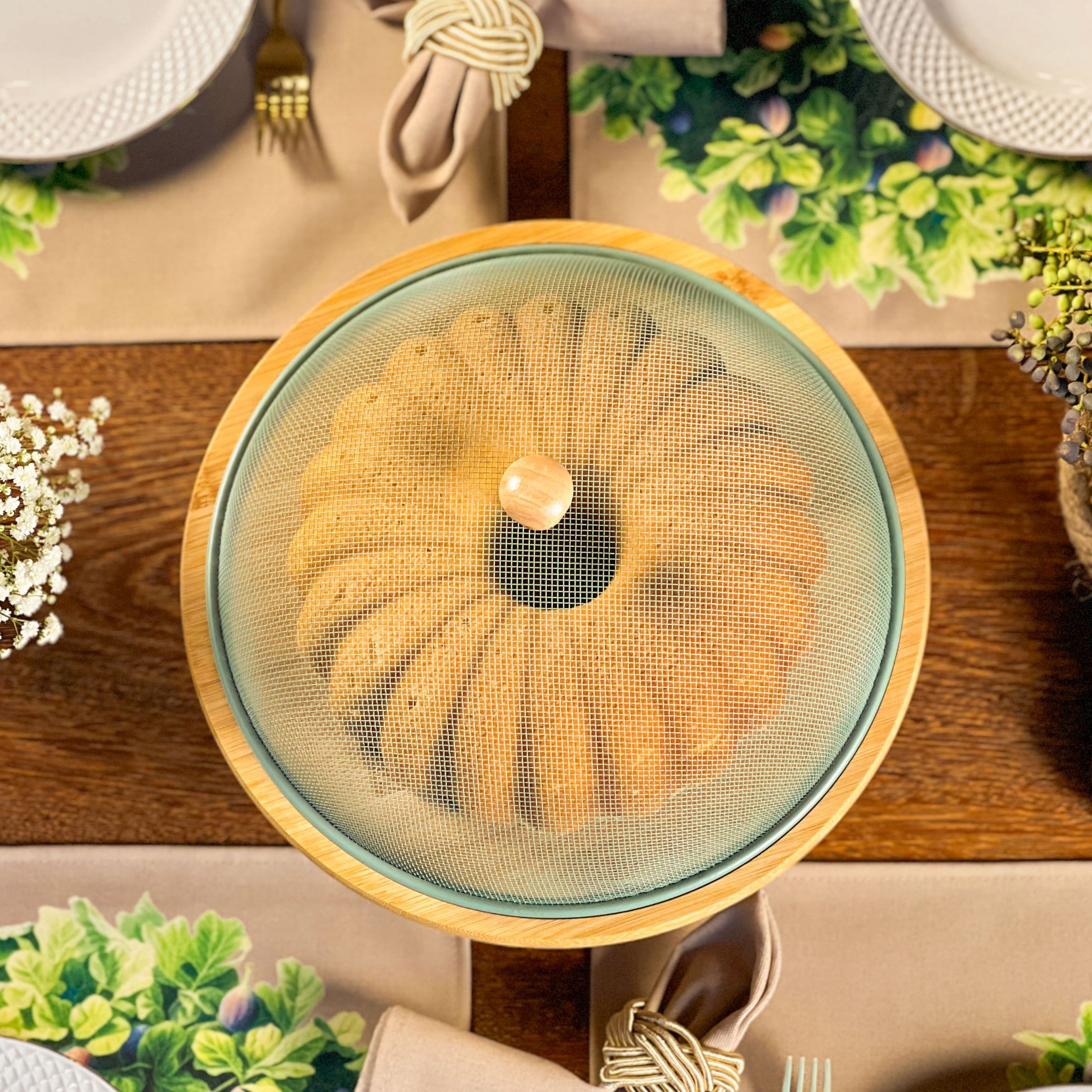 Comprar Boleira de Bambu com Tela Protetora - Verde Menta - Thais Dias