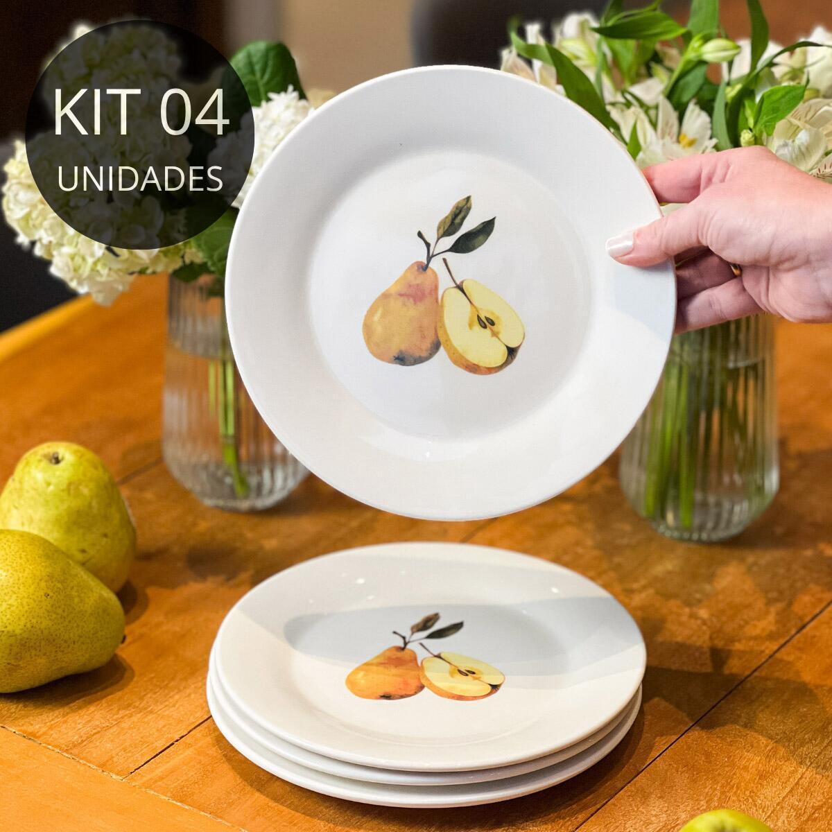 Comprar Kit 4 Pratos de Sobremesa de Porcelana - Coleção Peras - a ...